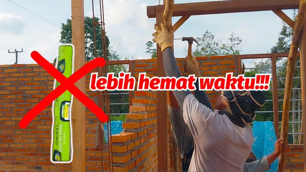 teknik pemasangan kusen pintu tanpa lot dan waterpas - YouTube