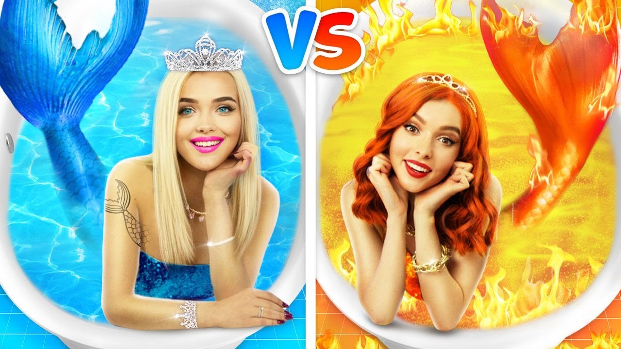 Hot vs Cold Mermaid Sisters | Best Pool Party Underwater with Mermaid ...