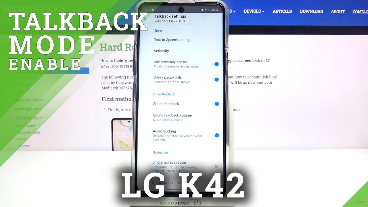 How to Activate TalkBack Feature in LG K42 – Turn On/Off TalkBack - YouTube