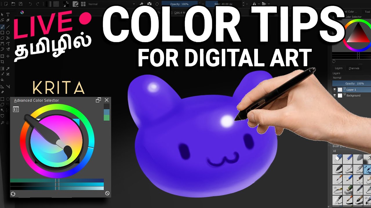 Color tips and tricks for Digital art | Part 2 | Krita | Live தமிழில் ...