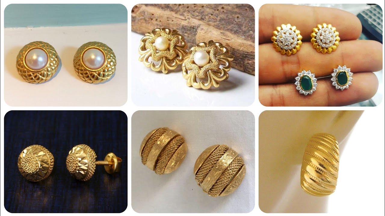 Outstanding And Latest Designer Gold Stud And Gold Stud Earrings Floral ...