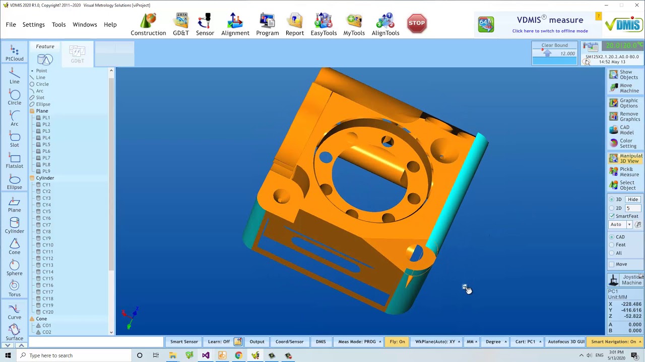 VDMIS CMM Software - How to use Smart Feat - YouTube