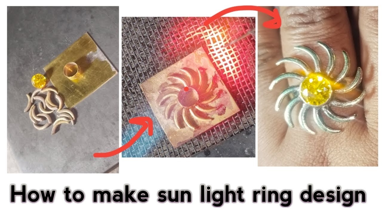 How to make a sun shine ring design with yellow 🟡 stone . Full handmade ...