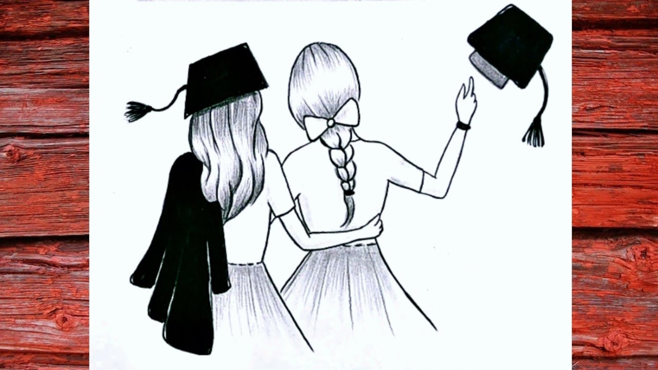 How to draw two girls best friends/ Let's draw together step by step ...