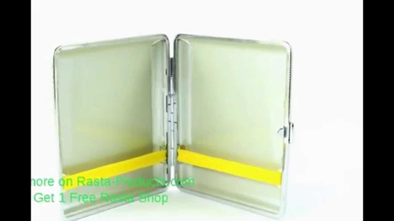 CIGARETTE CASE GREEN CANNABIS LEAF METALLIC CIGARETTE BOX - YouTube