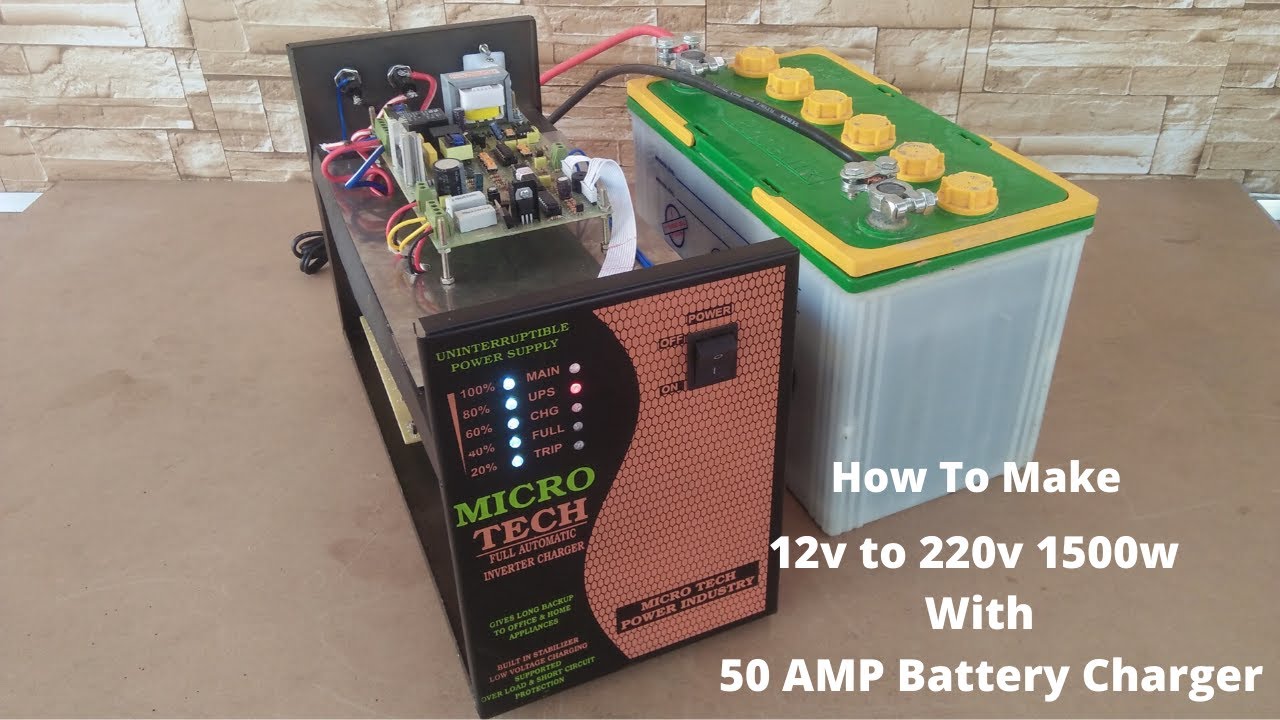Make Inverter 12v to 220v 1500w Fully Automatic With Charger 50 AMP ...