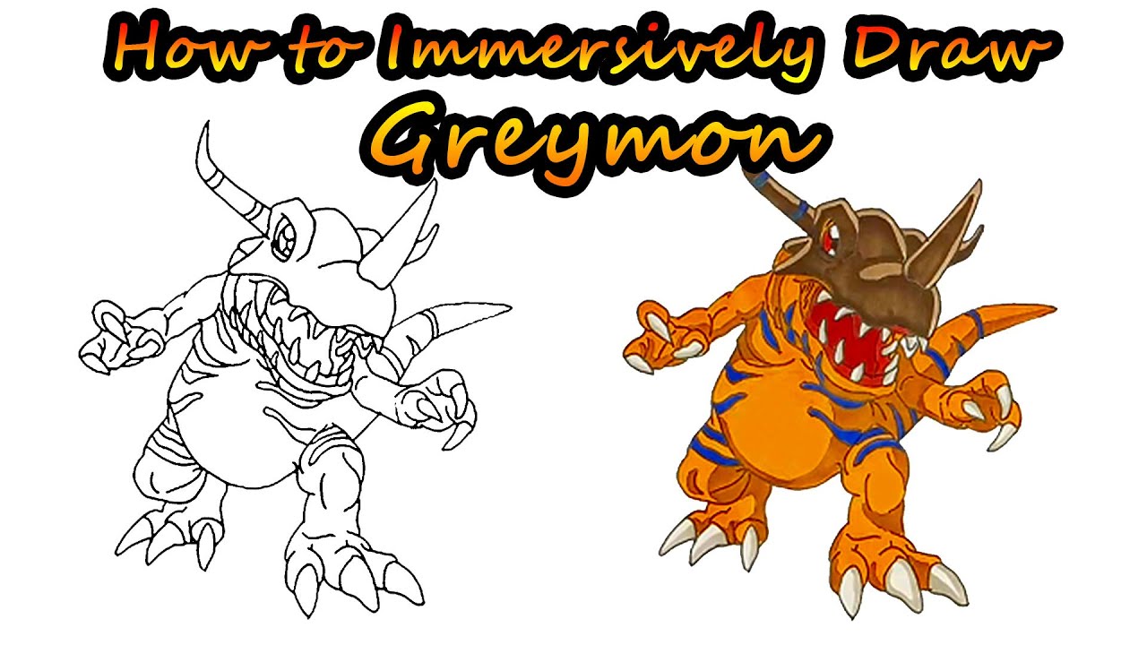 How to Draw Greymon step by step | suitable for beginners | Digital ...