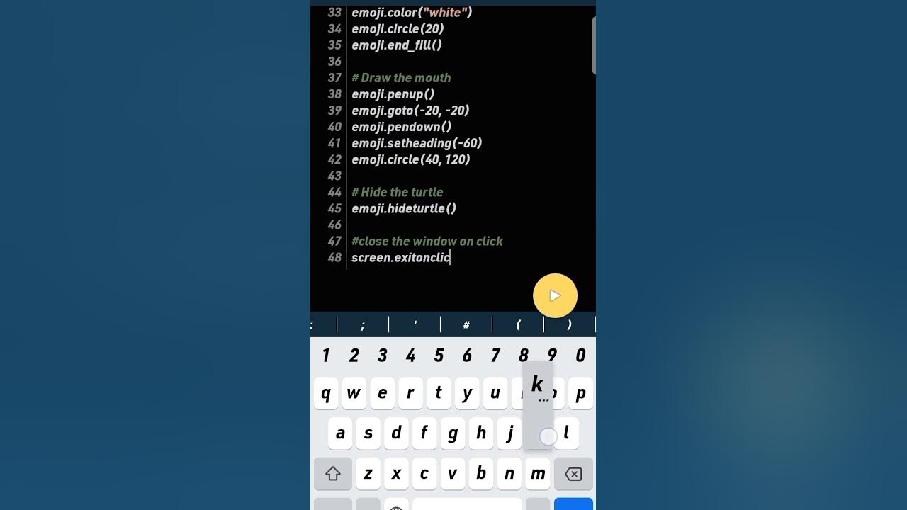 Smile Emoji Import Turtle Pythoncode Python Codingshortvideo Pydroid Terminal Youtube