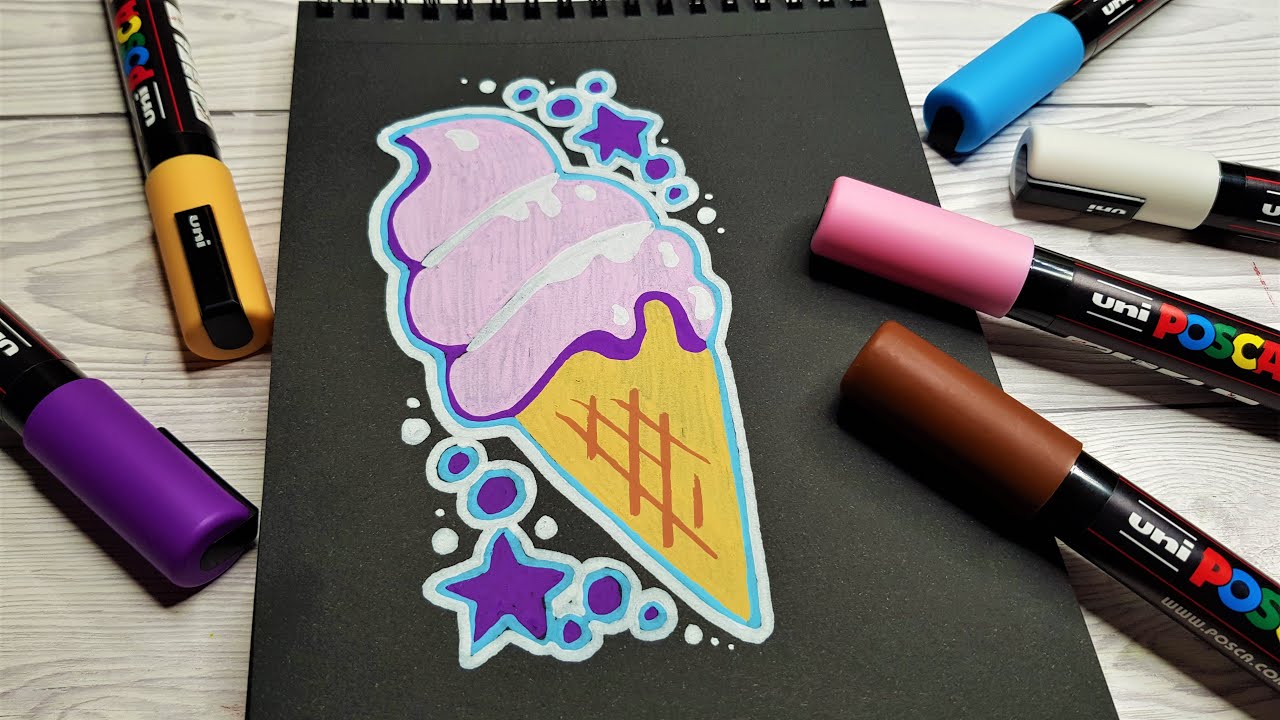 🍦 INGHETATA 🍦 Desenez cu POSCA Markers ( prima data ) - YouTube