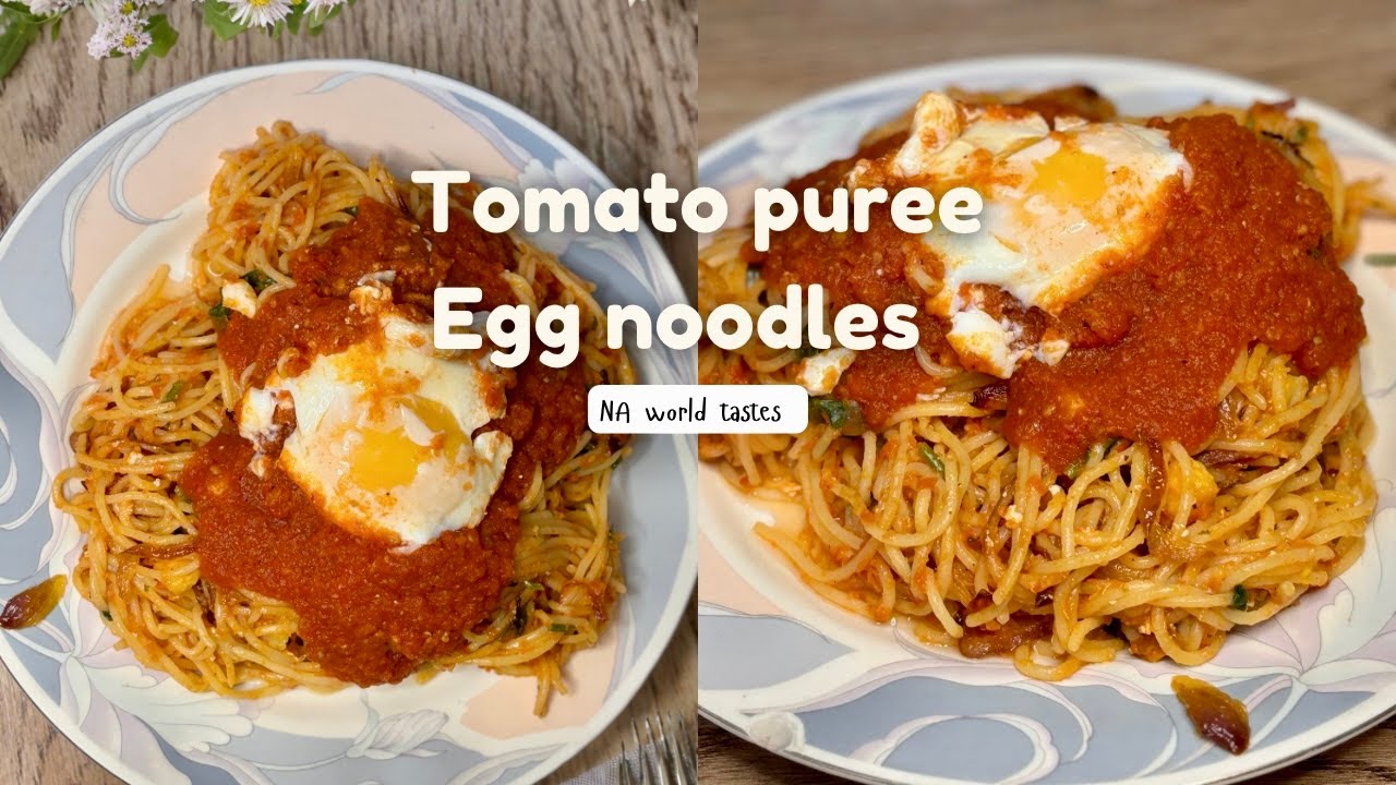 Tomato Puree Egg Spaghetti Recipe By NA world tastes #eggspaghetti # ...