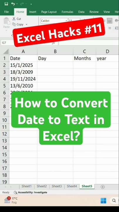 How to Convert Date to Text in Excel | Excel me date change kare Text ...