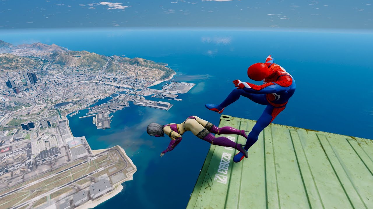 GTA 5 Water Ragdolls - SPIDERMAN VS MILEENA MK9 (GTA 5 Euphoria Physics ...