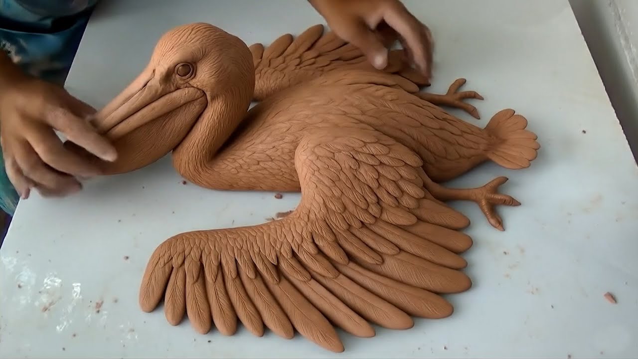 Sculpting challenge clay 41: Time-lapse sculpting a pelican - YouTube