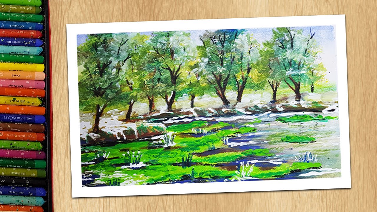 How To Draw a Beautiful Trees Using Oil Pastels | Drawing For Beginners ...