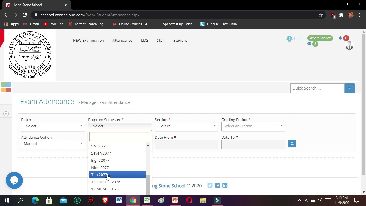 Attendance entry in eSchool software - YouTube