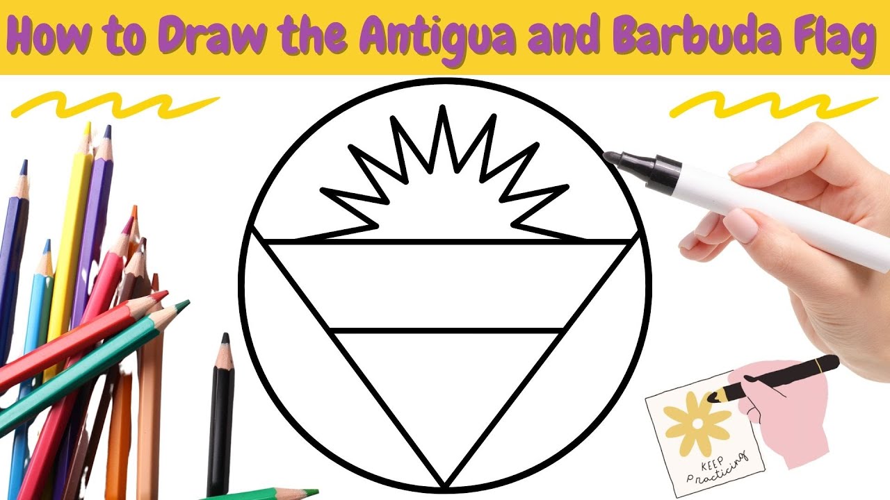 How to Draw the Antigua and Barbuda Flag - Easy Step-by-Step Drawing ...