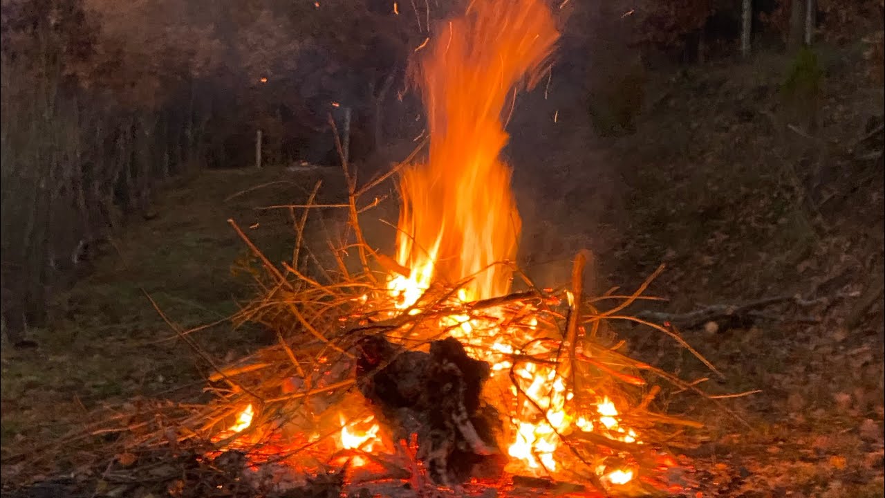 Clearing & burning brush - YouTube