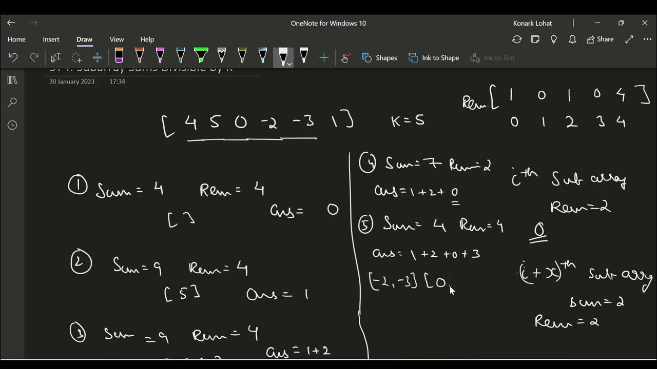 974 Subarray Sums Divisible By K Prefix Sum Hashtable Leetcode Medium Youtube