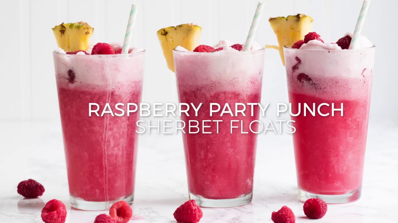 Raspberry Party Punch Sherbet Floats - YouTube
