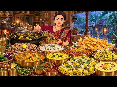 1990s Peaceful Gujarati Village Life 🌧️| Rainy Day Traditional Cooking ASMR