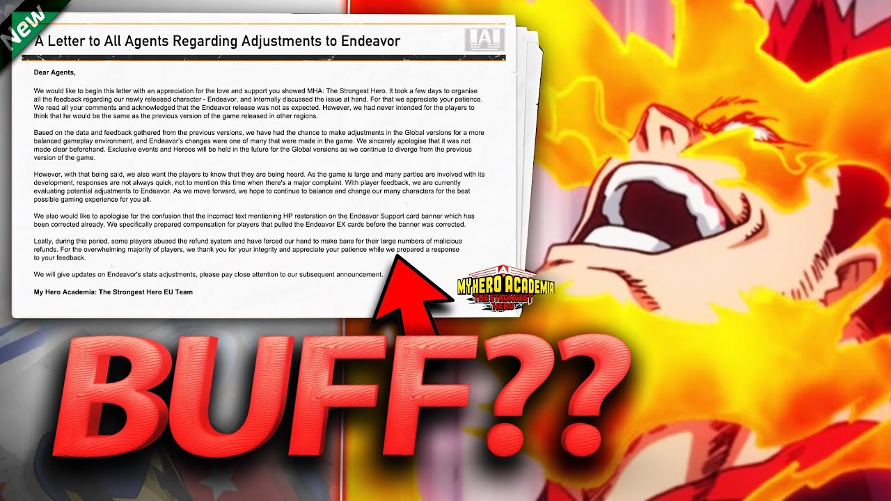 GLOBAL DEV TEAM RESPONDED!!! ENDEAVOR IS GETTING A BUFF? 😮 (My Hero ...