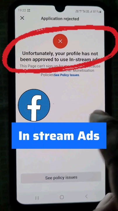 Facebook In stream ads 😲 application rejected 🚫 fb page monetization #shorts - YouTube