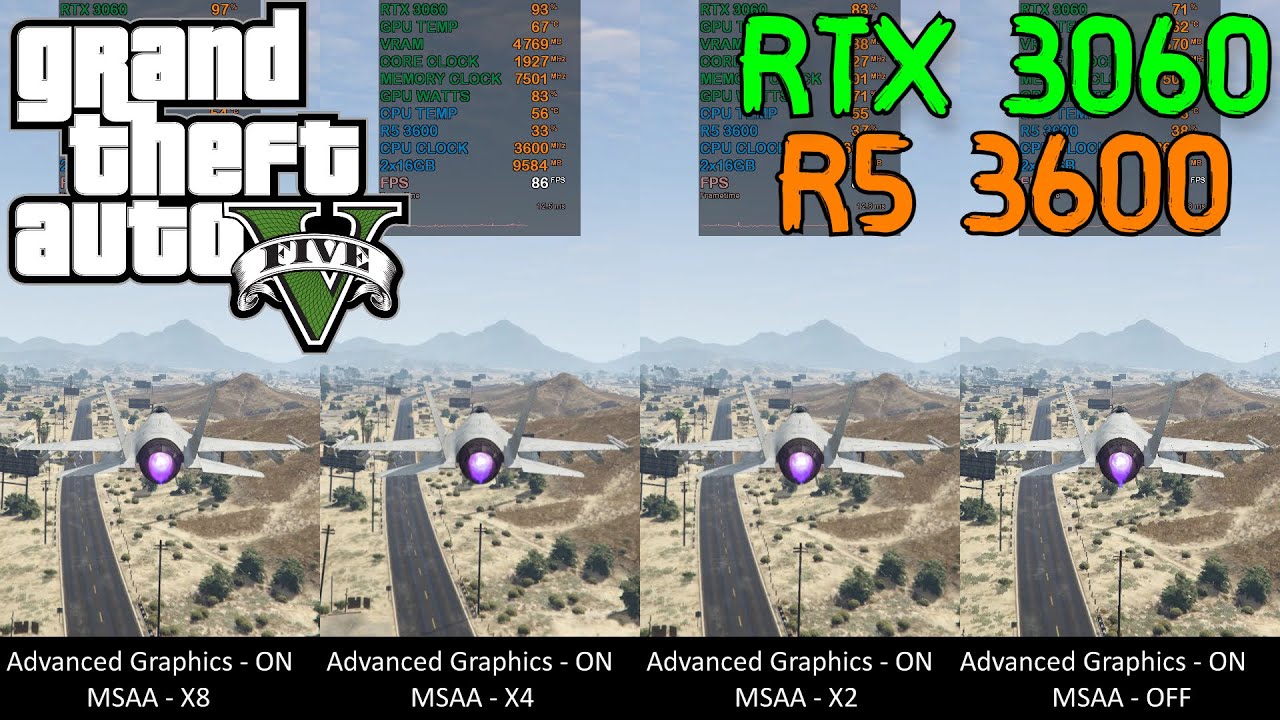 GTA 5 | RTX 3060 + Ryzen 5 3600 | MSAA & Advanced Graphics - ON / OFF ...