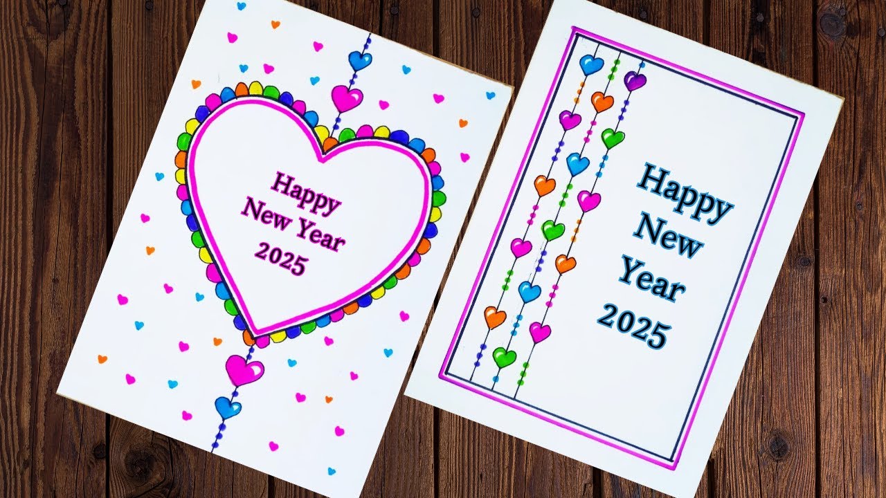 Happy New Year 2025 Card Ideas/New Year Card Design/Project Work Design ...