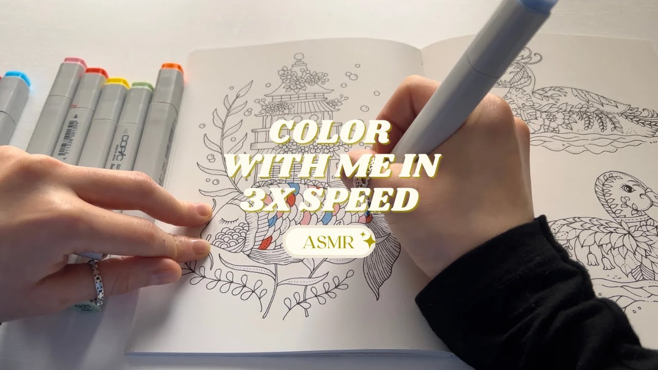 ASMR coloring in 3x speed using markers/relaxing brush sound/cozy and ...