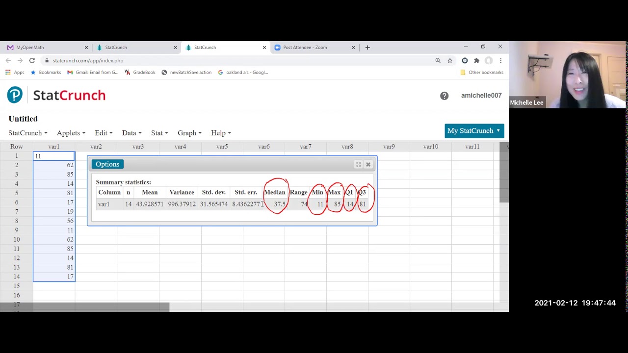 StatCrunch Five Number Summary YouTube StatCrunch Five Number Summary YouTube