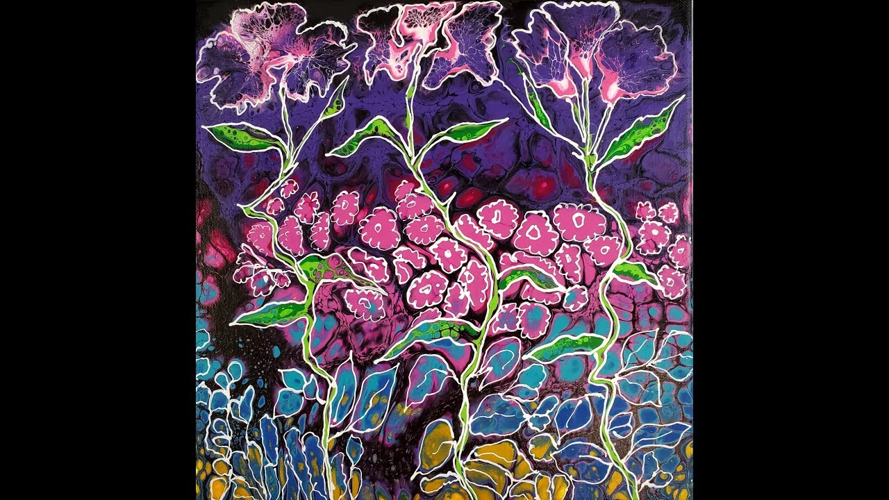 DA178 SWIPE FLOWER GARDEN Embellishing an Acrylic Pour with DecoArt ...