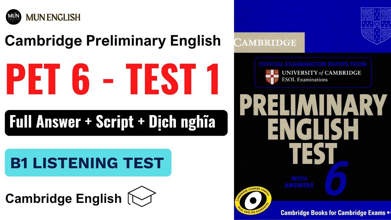 PET 6 TEST 1 | B1 English Test | Luyện Nghe Tiếng Anh B1 (PET) có đáp ...