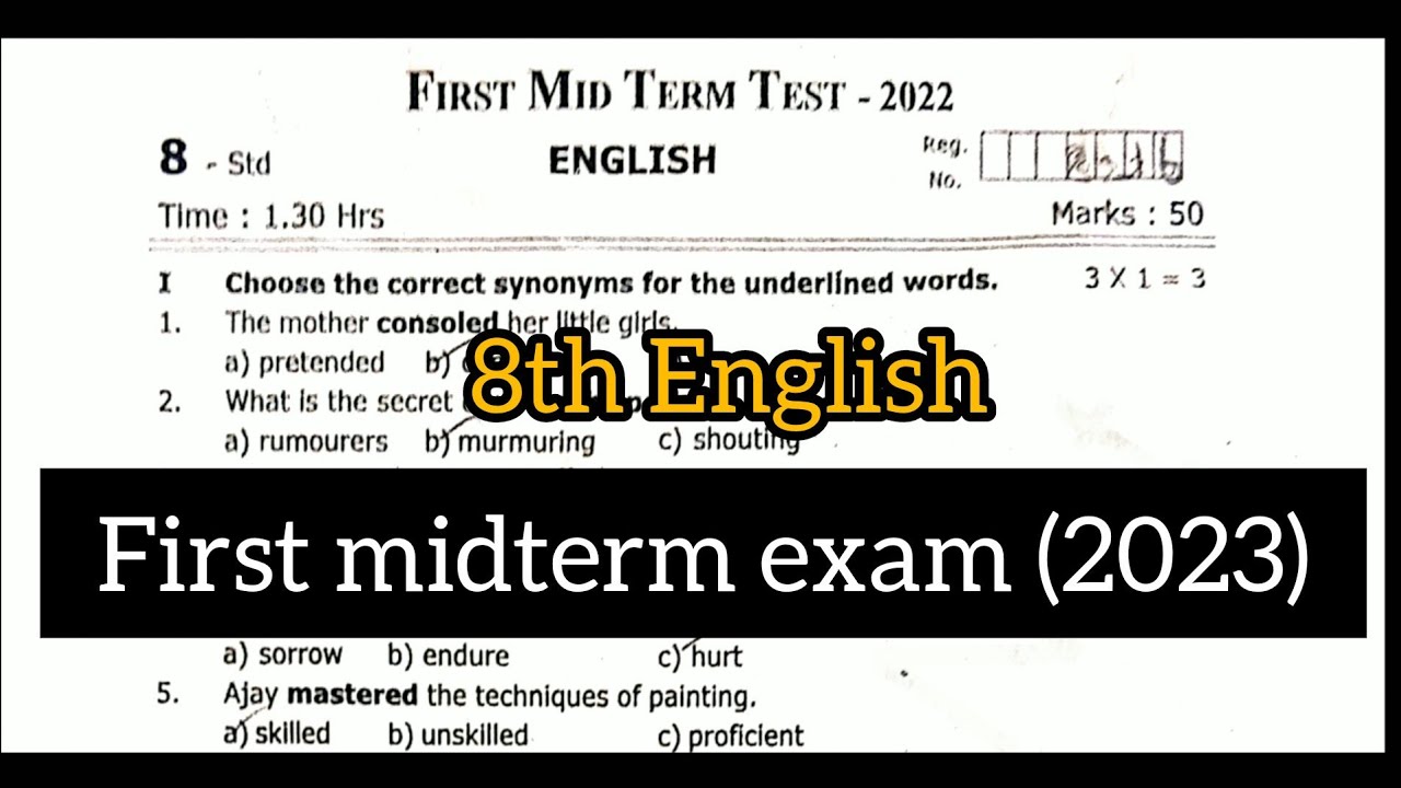 8th English first midterm exam 2023 || Model question paper 2023 - YouTube