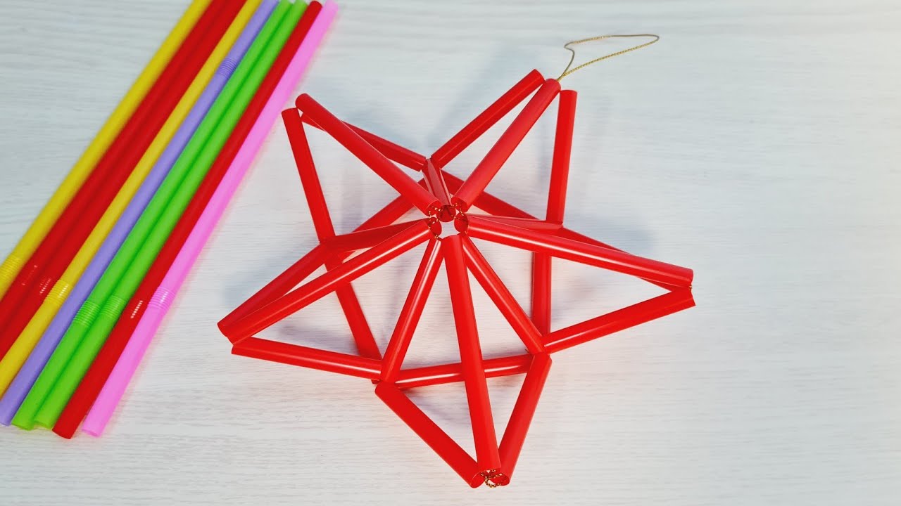 ⭐ How to make a star ⭐ Straw Craft Ideas ep.12 | Don't throw away used ...