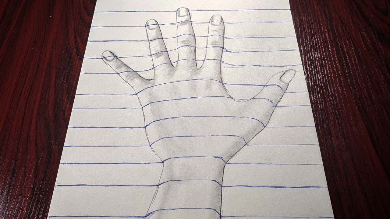 How to draw 3d hand for beginners.. very easy. #3d #art #illusion #seo ...