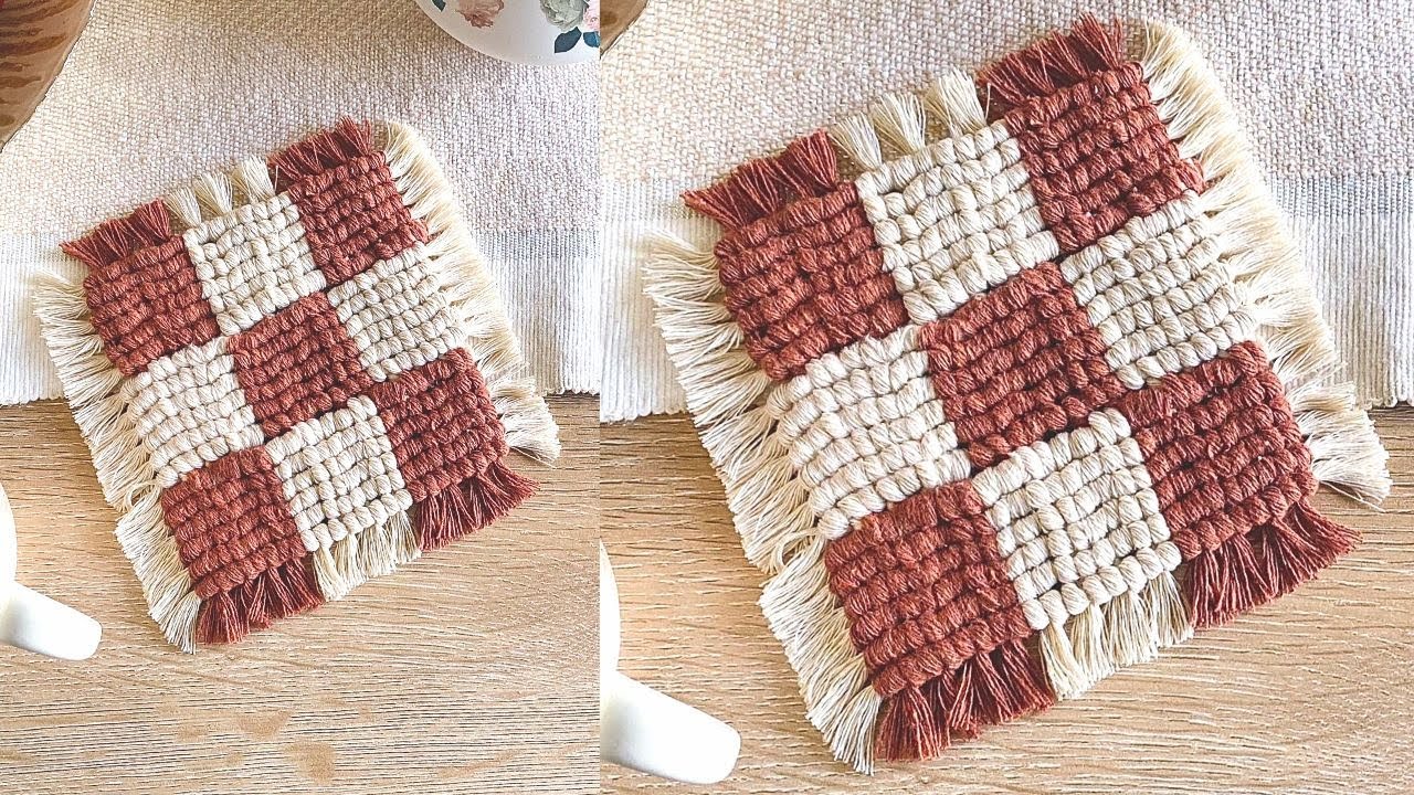 DIY Macrame Coaster With Pixel Macrame - YouTube