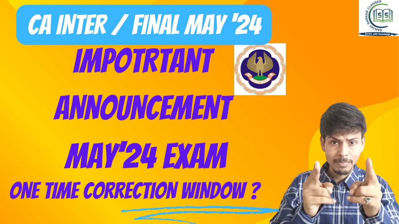 ICAI important Announcement for CA Inter & Final May'24 exams II #icai ...