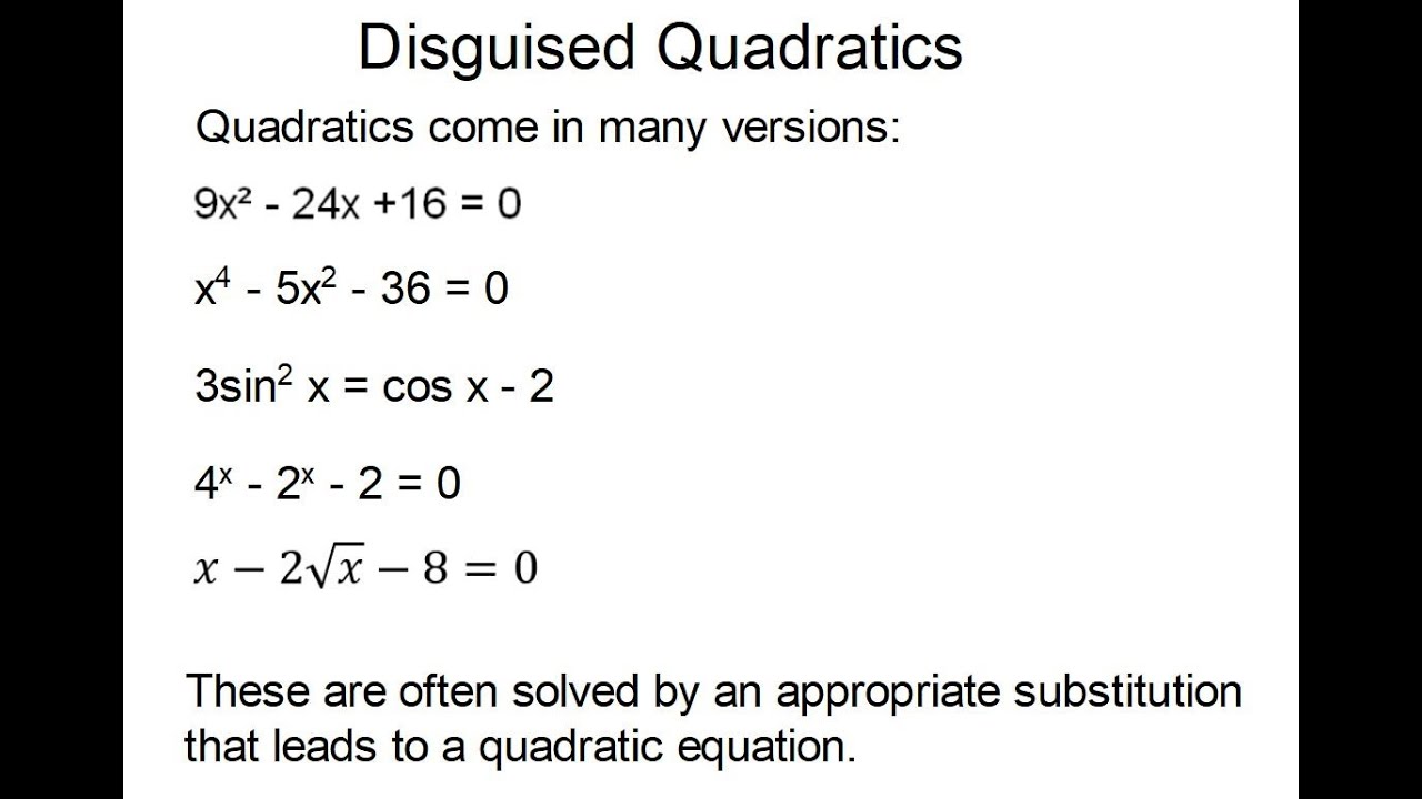 AS Maths Disguised Quadratics - YouTube