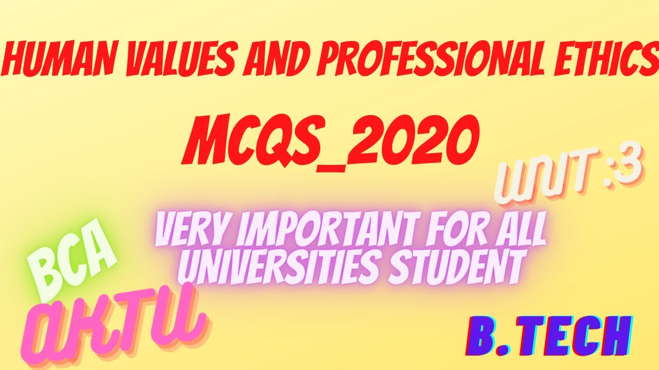 MCQ Practice Set | Human Value and professional ethics | unit:4 ...
