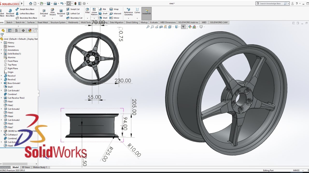 Solidworks : Rim Modeling - YouTube