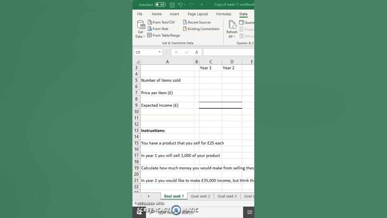 Goal Seek Excel #excel #exceltips #exceltutorial #subscribe #trending #online #work #chart #ex ...