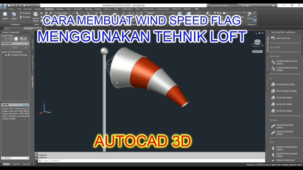 3d wind speed flag - AUTOCAD 3D Tutorial - YouTube