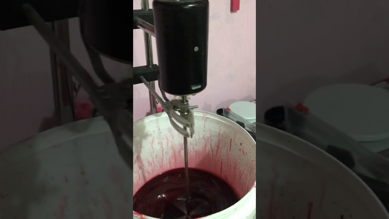 Mixing soap batter using overhead stirrer - YouTube