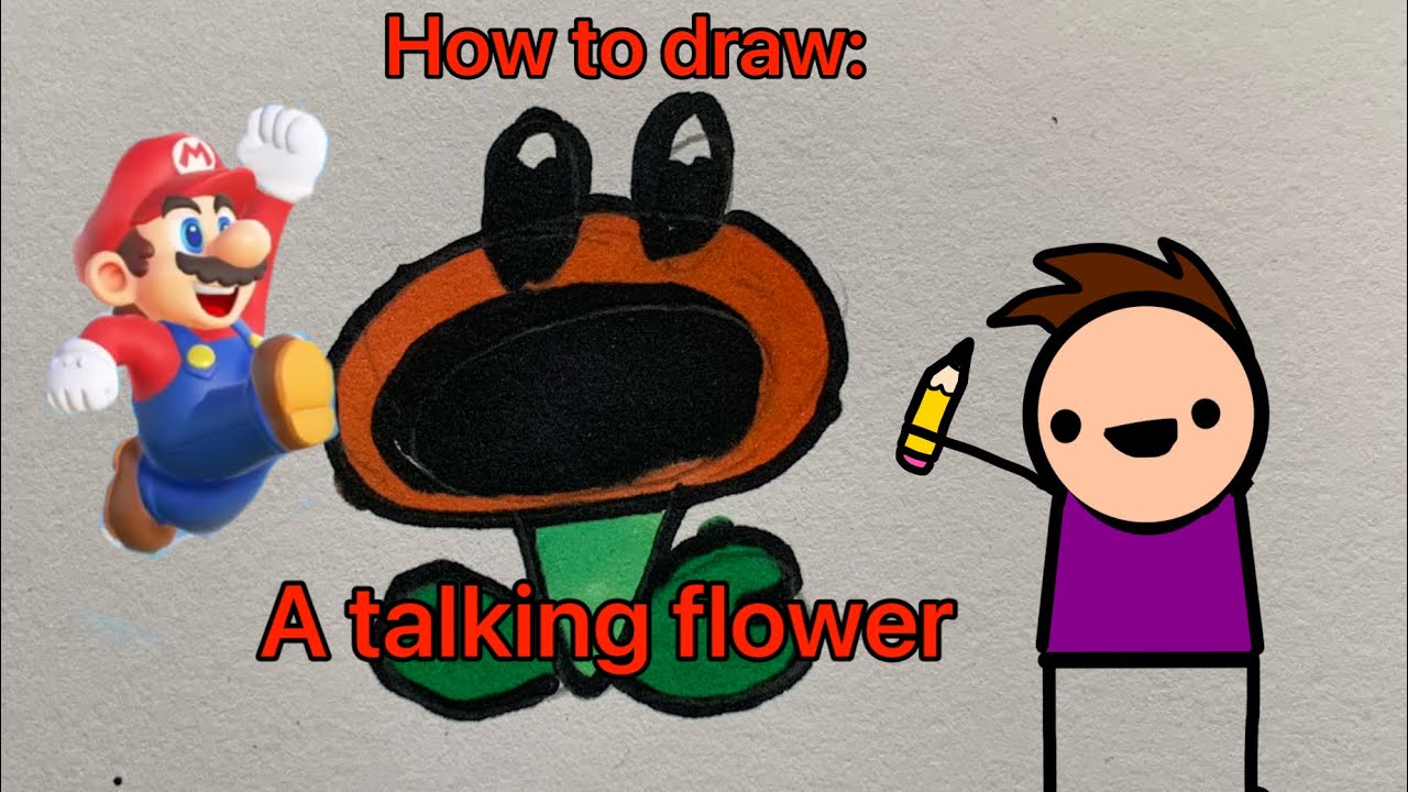 How to draw a talking flower from super Mario bros wonder! - YouTube