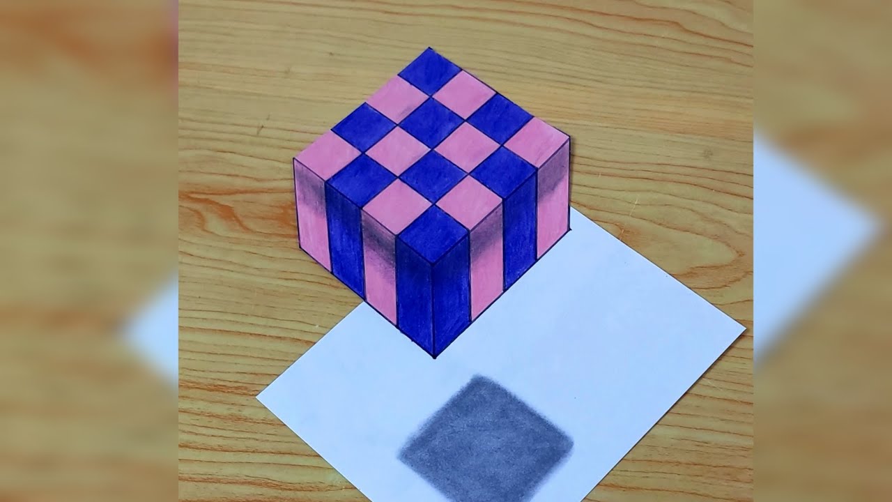 How to draw square optical illusion for beginners | trick art | 3d ...