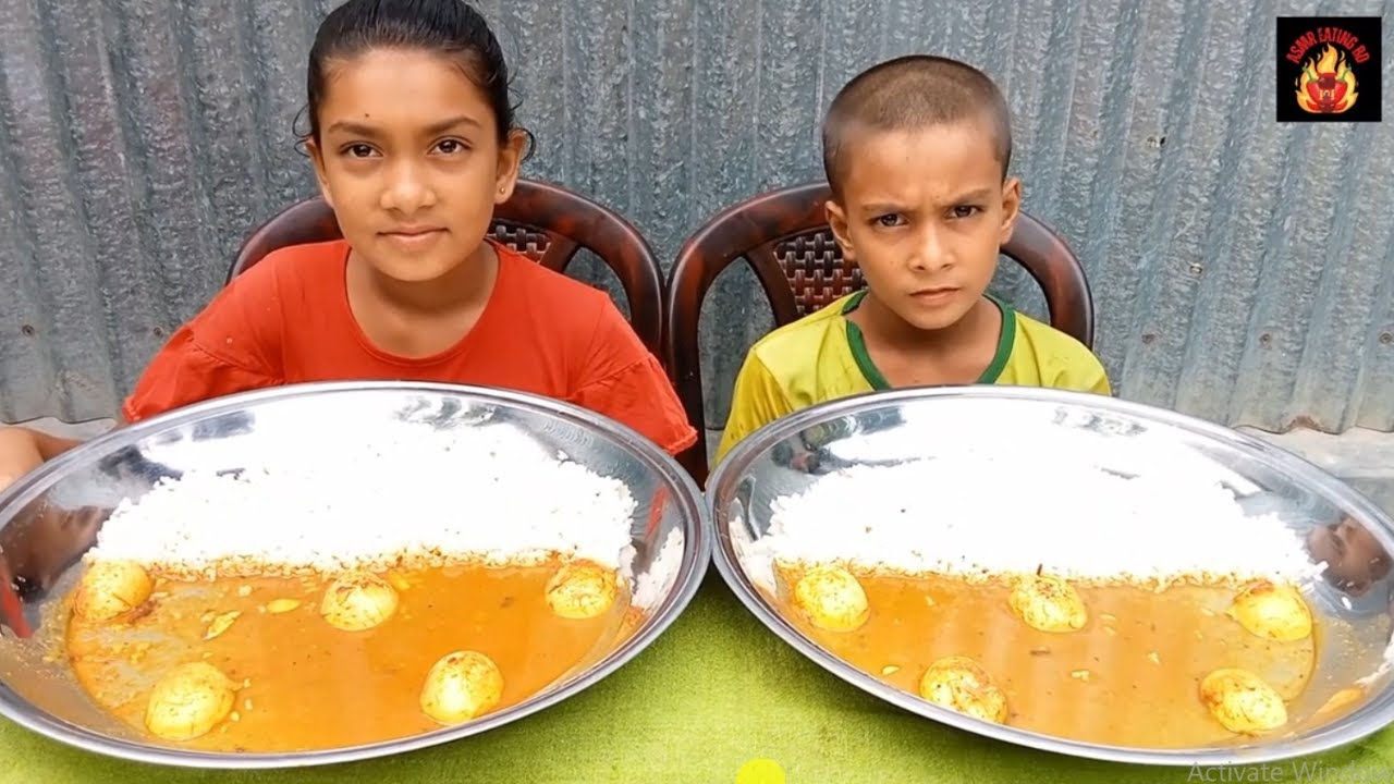 Spicy Egg Curry with Rice Eating Challenge || Eating Competition ...