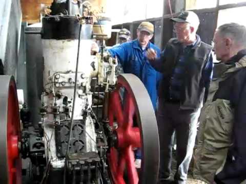 Initial Starting (ca)1924 Bolinder 2 stroke semi-diesel - YouTube