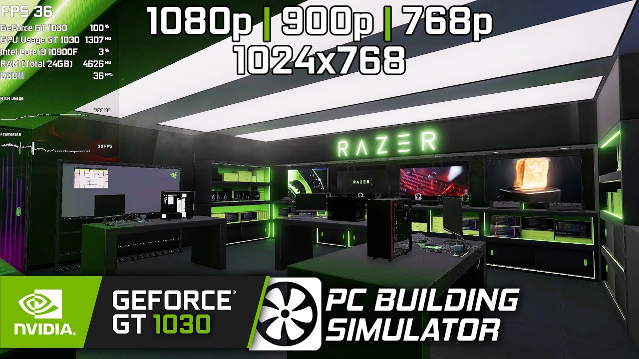GT 1030 | PC Building Simulator - 1080p, 900p, 768p, 1024x768 - YouTube