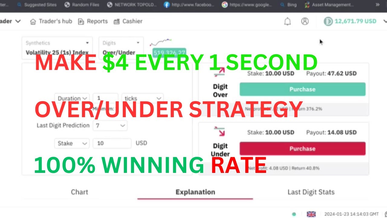 How To Make $4 Every 1 Sec Over/Under Strategy Using Smart Trader- 100% ...