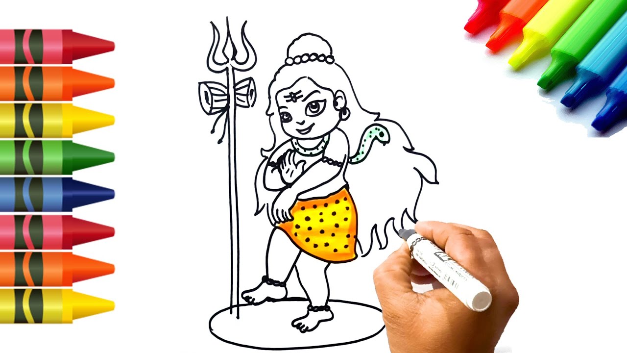 How To Draw Simple & Easy Lord Shiva | Drawing Tutorial | By Kailash ...